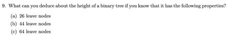 Solved What Can You Deduce About The Height Of A Binary Chegg