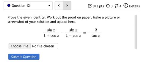 Solved Prove The Given Identity Work Out The Proof On Chegg