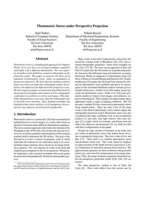 Pdf Photometric Stereo Under Perspective Projection