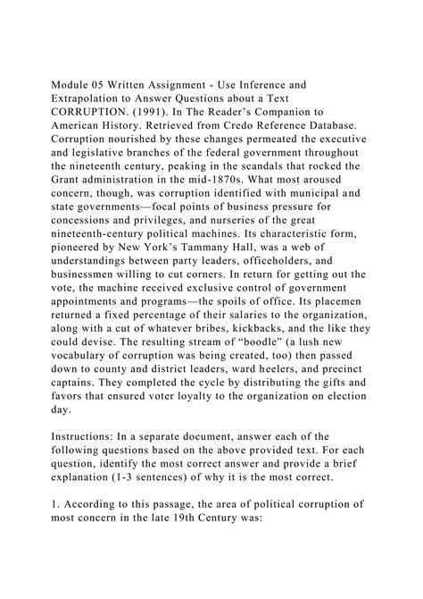 Module 05 Written Assignment Use Inference And Extrapolation To Docx