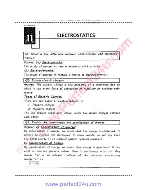Fsc Nd Year Physics Notes Ch Electrostatics For Kpk