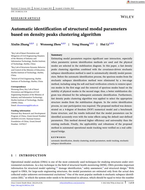 Pdf Automatic Identification Of Structural Modal Parameters Based On