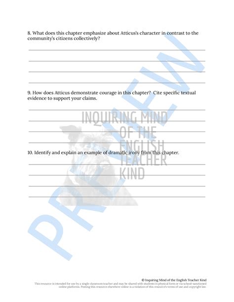 To Kill A Mockingbird Chapter 15 Close Reading Worksheet Teaching