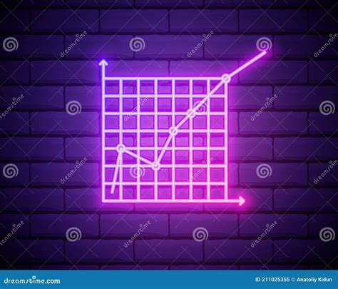 Line Chart Pink Glowing Neon Ui Ux Icon Glowing Sign Logo Vector Isolate On Brick Wall Stock