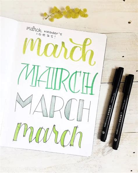 March Header Ideas For Your Bullet Journal Aesthetic And Creative Inspiration