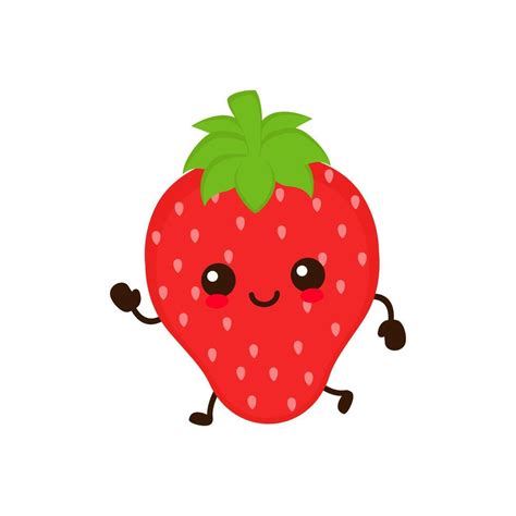 Cute Funny Running Strawberry Fruit Hand Drawn Cartoon Kawaii Character 47106751 Vector Art At