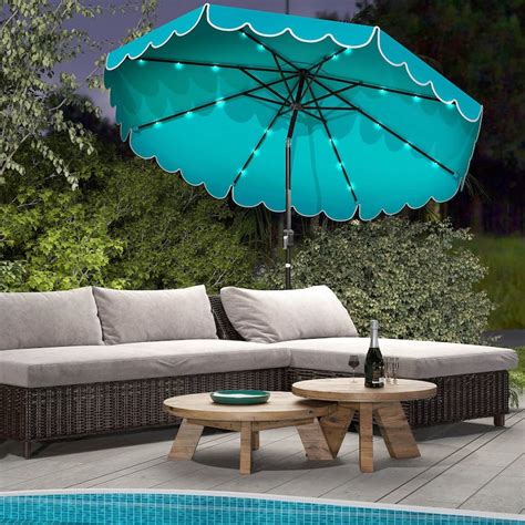 Costway 10 Ft Solar Patio Umbrella With 24 Led Lights 8 Ribs And Tilt
