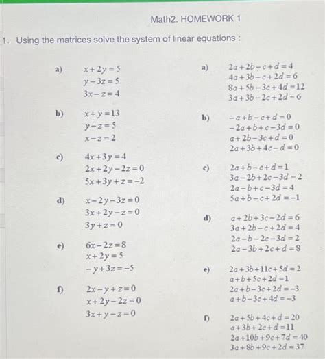 Solved Using The Matrices Solve The System Of Linear Chegg
