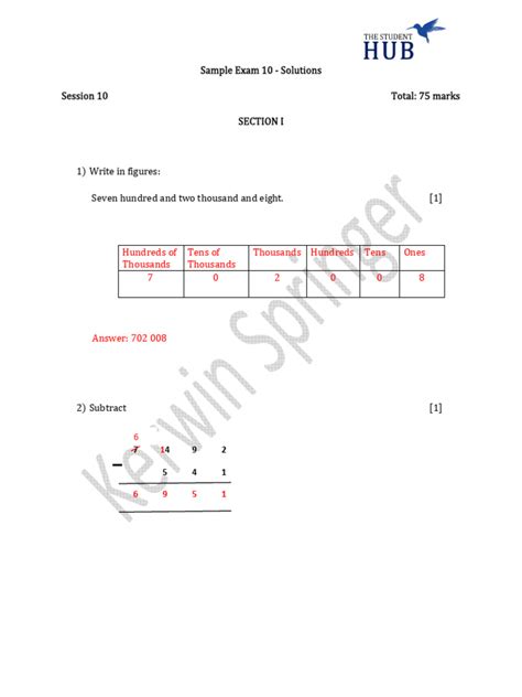 Sea Maths Sample Exam 10 Solutions Pdf
