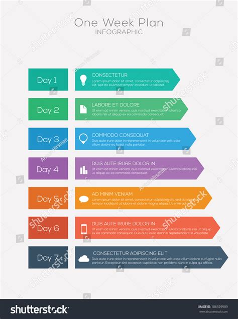 One Week Plan Infographics Set Elements เวกเตอร์สต็อก ปลอดค่า
