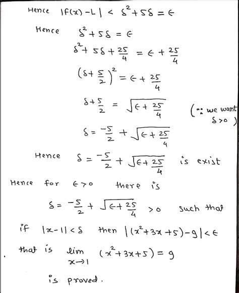 [solved] using only the definition of limits epsilon delta prove