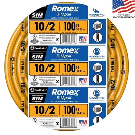 Romex Simpull 100 Ft 102 Non Metallic Wire By The Roll At