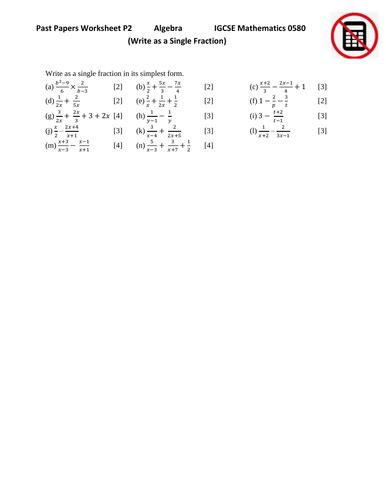 Igcse Mathematics 0580 Topic Wise Past Papers Worksheets Syllabus 2025 Teaching Resources