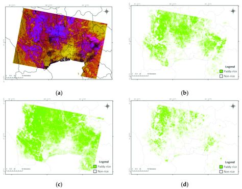 The Paddy Rice Mapping Results Of Different Methods A False Color Download Scientific
