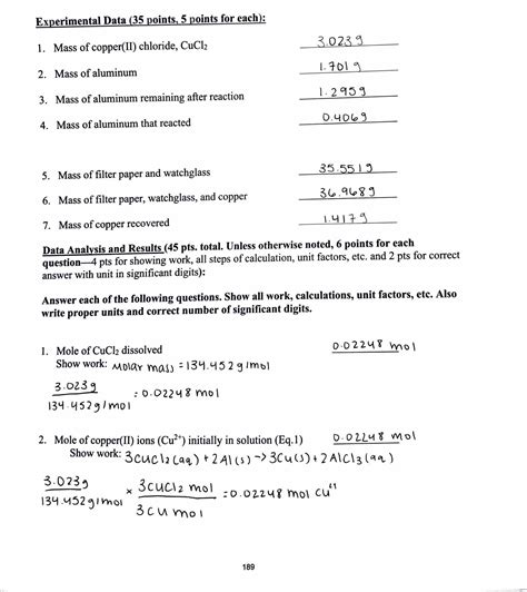Solved Experimental Data (35 ﻿points, 5 ﻿points for each): | Chegg.com
