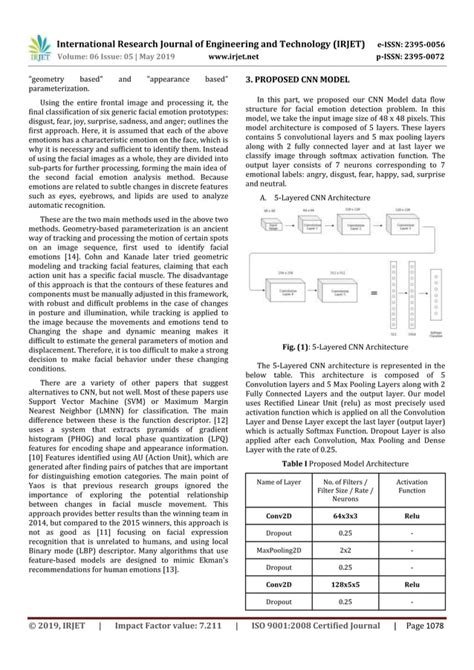 Irjet Facial Emotion Detection Using Convolutional Neural Network