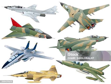 다채로운 중년 제트 전투기 벡터 일러스트 컬렉션의 7 종류 Anti Ballistic Missile에 대한 스톡 벡터 아트 및 기타 이미지 Anti Ballistic