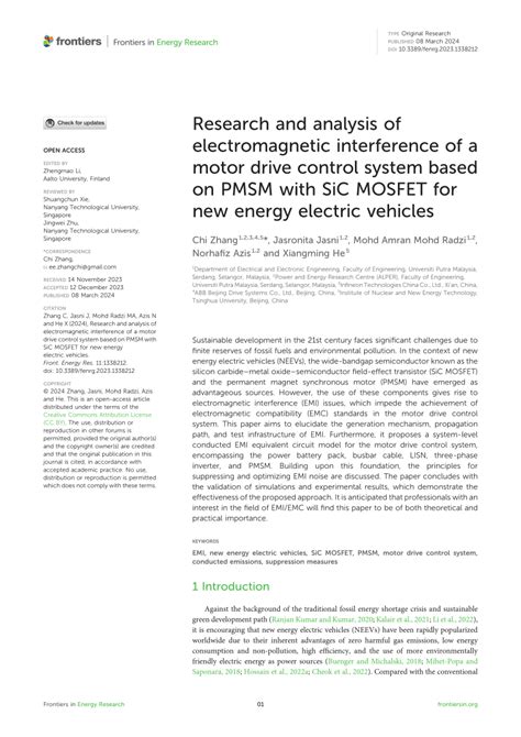 Pdf Research And Analysis Of Electromagnetic Interference Of A Motor Drive Control System