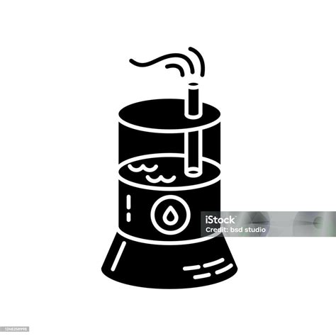 공기 청정 장치 검은 색 문말 아이콘입니다 국내 가습기 이온화기 적응 및 수분 증발 시스템 호흡 관리 기계 흰색 공간에 실루엣 기호입니다 벡터 절연 그림 가습기에 대한 스톡