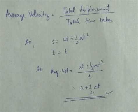 Average Velocity Of A Particle Moving In A Straight Line With Constant Acceleration A And