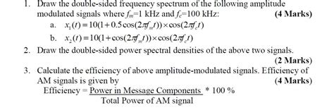Solved 1 Draw The Double Sided Frequency Spectrum Of The