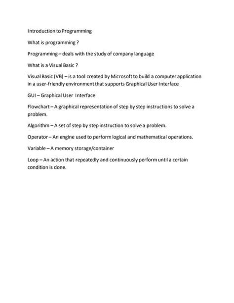 Introduction To Programming Pdf