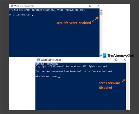 ปิดใช้งานการเลื่อนไปข้างหน้าใน Cmd และ Powershell บน Windows 10 ปิดใช้งานการเลื่อนไปข้างหน้าใน Cmd และ Powershell บน Windows 10
