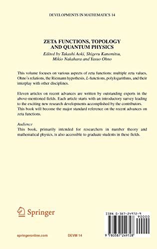 Zeta Functions Topology And Quantum Physics Developments In Mathematics 14 Pricepulse