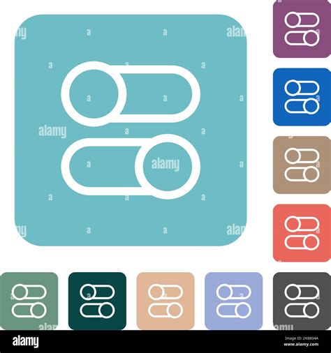 horizontal toggle switches outline white flat icons on color rounded