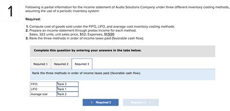Solved Following Is Partial Information For The Income