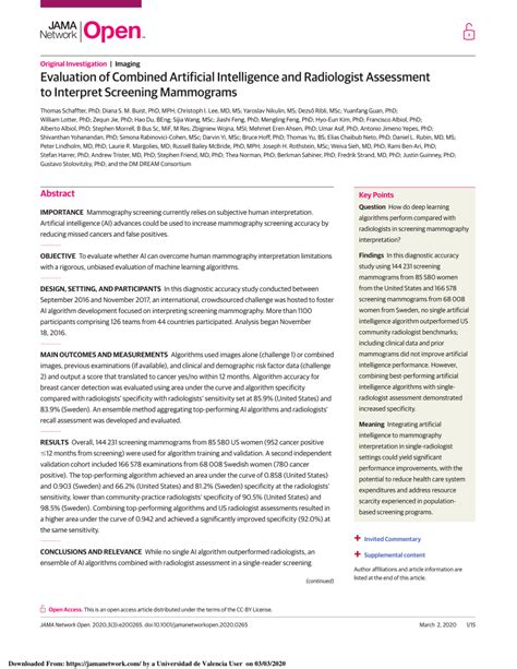 Pdf Evaluation Of Combined Artificial Intelligence And Radiologist Assessment To Interpret