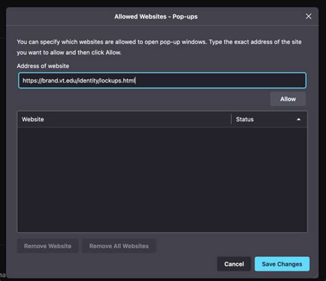 How Do I Disable Popup Blockers In A Browser Ensemble Cms Virginia Tech