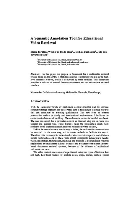Pdf A Semantic Annotation Tool For Educational Video Retrieval