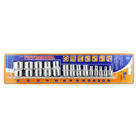 Набор торцевых головок (14 шт; 1/2" Dr+1/4" Dr+3/8" Dr; E-star) KRAFT ...