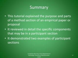 Writing A Method Section Participants Tcm Pptx