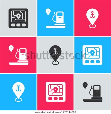 Set Gps Device Map Location Gas Stock Vector Royalty Free