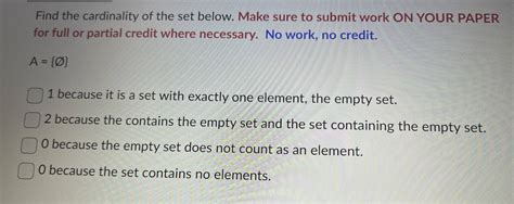 Solved Find The Cardinality Of The Set Below Make Sure To Chegg