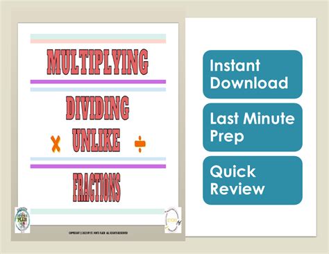 Multiplying And Dividing Unlike Fractions Packet