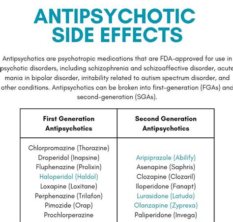 Antipsychotics Side Effects Handout Major Medications Pathways