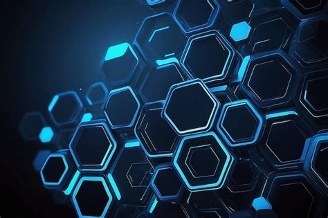 Premium Photo Abstract Blue Technology Hexagonal Background