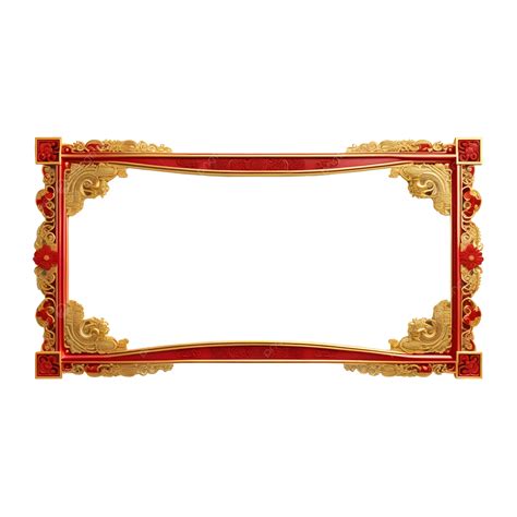 황금색과 빨간색 중국 국경 프레임 사진 Ai 생성 3d 사진 테두리 직사각형 사진 황금 Png 일러스트 및 이미지 에 대한 무료 다운로드 Pngtree