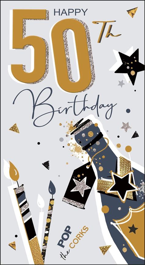 Male 50th Birthday Card For Him Age 50 Champagne Celebrations