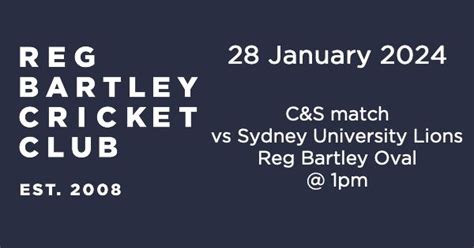 Reg Bartley Cc Vs Sydney University Lions The Reginald Bartley Oval Surry Hills 28 January