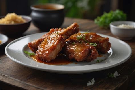 Premium Photo Gourmet Glazed Pork Belly Dish