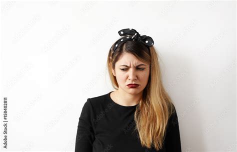 Negative Human Facial Expression Fashion Beautiful Girl Resentfully