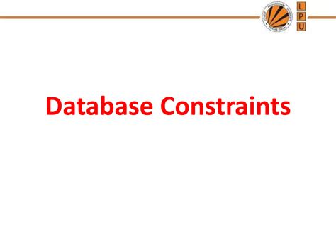 Database Constraints Ppt