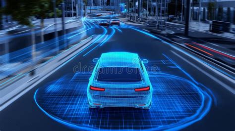 Futuristic Autonomous Vehicle With Digital Mapping And Radar Signals