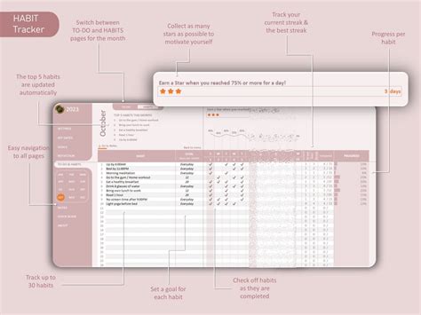 Digital Planner Excel To Do List Daily To Do Task Tracker Habit Tracker Habit Planner Goal