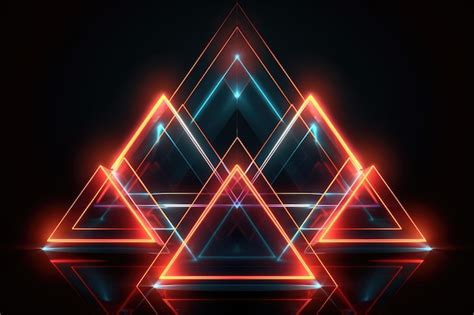 Premium Ai Image Glowing Neon Geometric Shapes On A Dark Background Created With Generative Ai