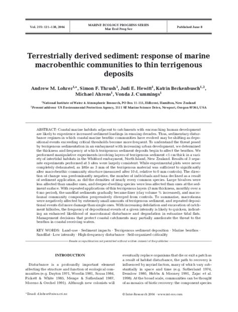 pdf terrestrially derived sediment response of marine macrobenthic